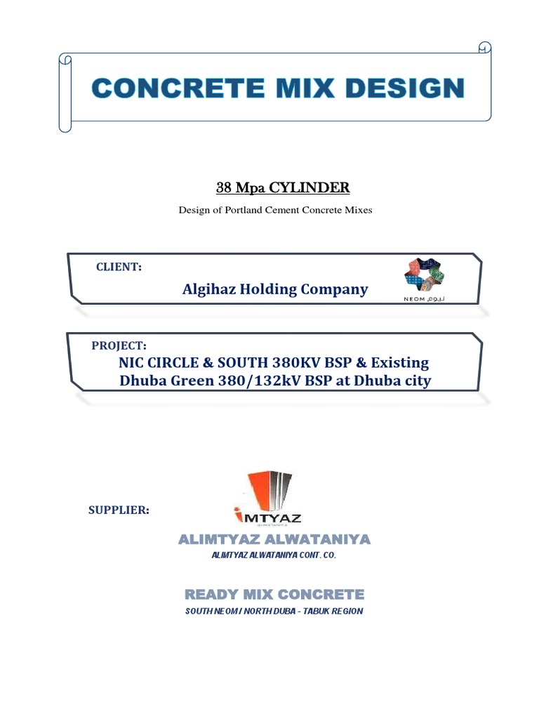 Design of a High-Strength Concrete Mix for Infrastructure Projects in ...