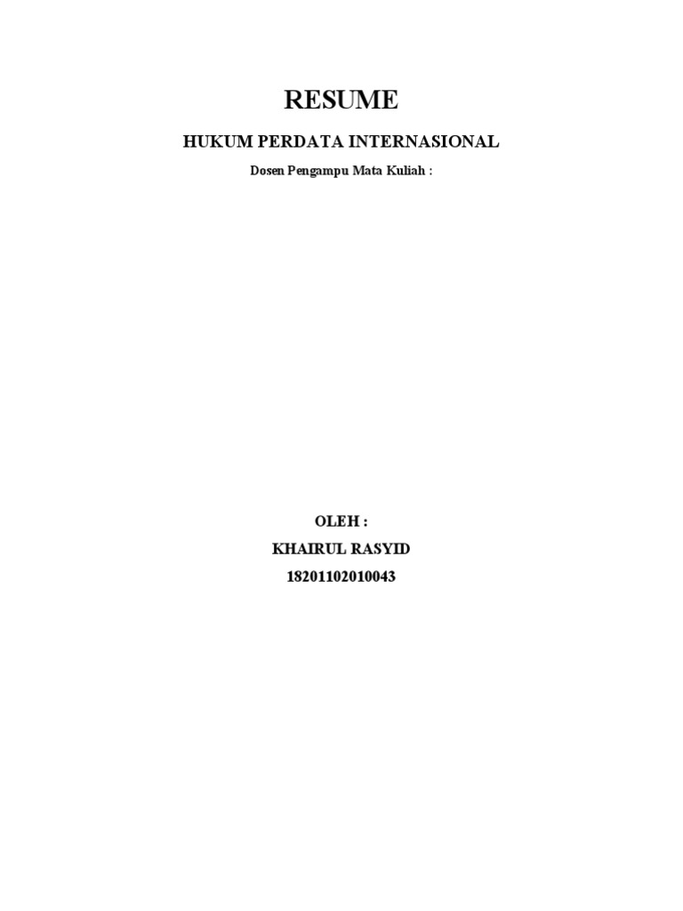Resume Hukum Perdata Internasional | PDF | Ilmu Sosial | Hukum