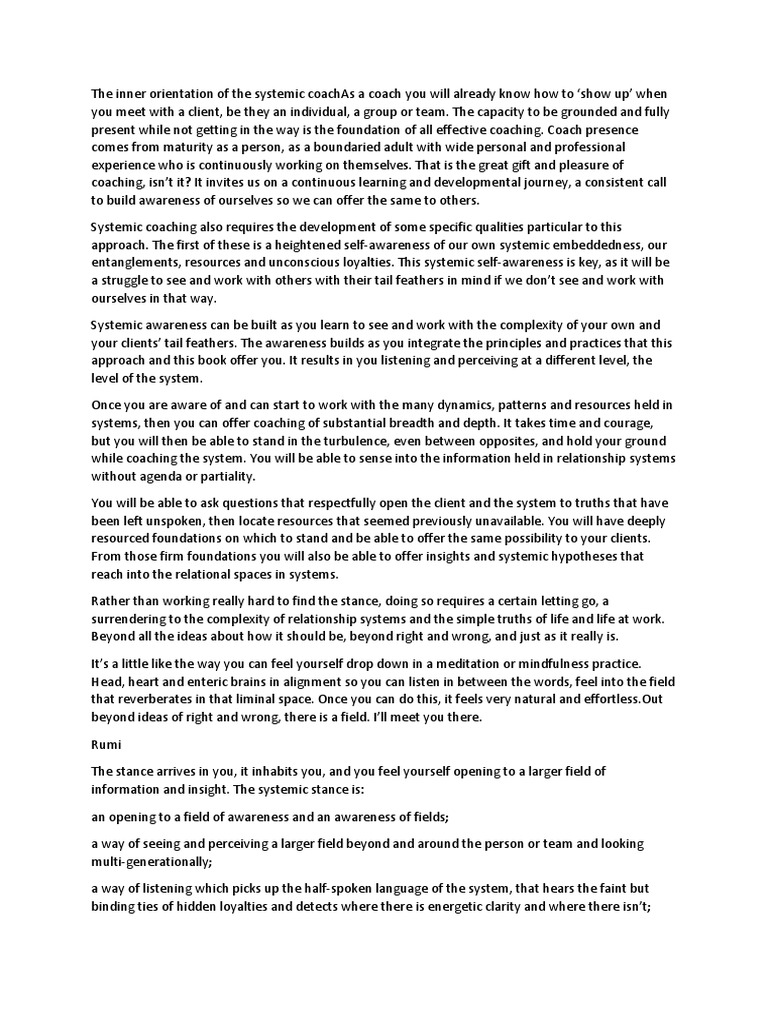 Systemic Coaching | PDF | Intuition | Awareness