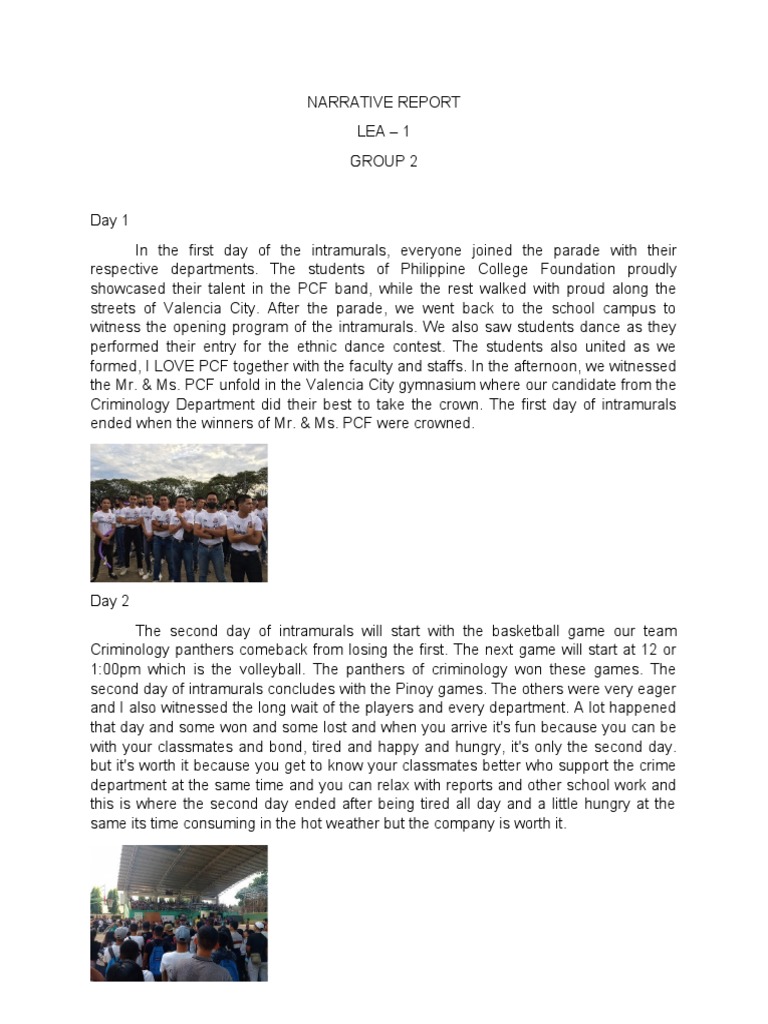 Narrative Report | PDF | Sports & Recreation