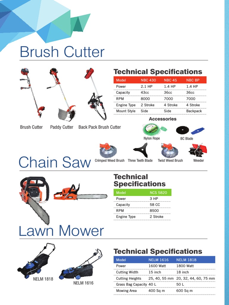 Brush Cutter Specifications Overview | PDF