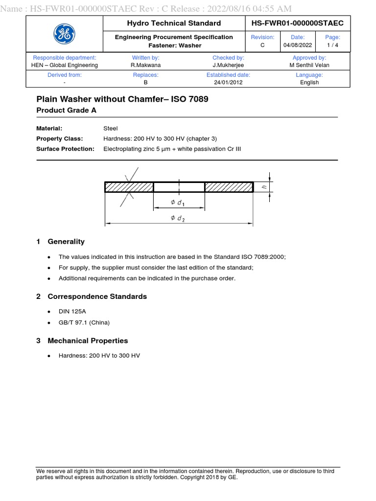 HS FWR01 000000staec - C | PDF | Washer (Hardware) | Specification (Technical Standard)
