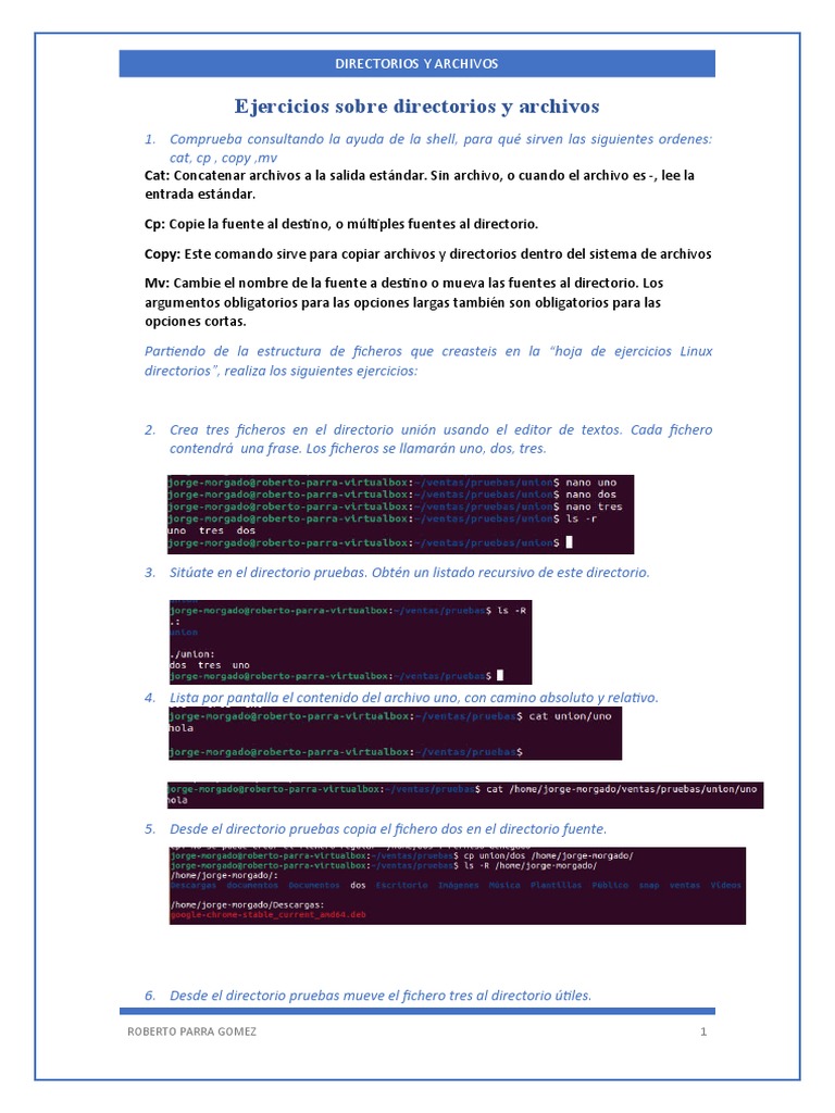 Ejercicios de Comandos y Directorios Linux | PDF | Archivo de ...