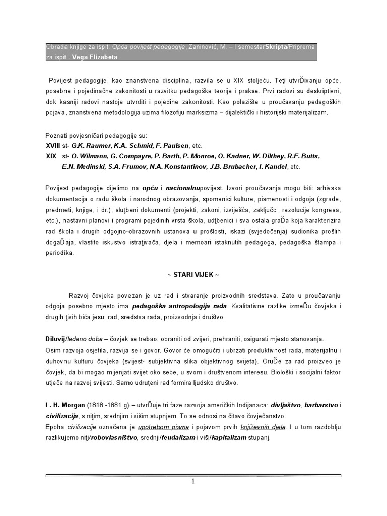 Opca Povijest Pedagogije Mate Zaninovic | PDF