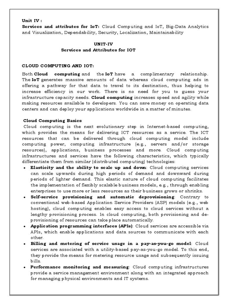 R18 IT - Internet of Things (IoT) Unit-IV | PDF | Securities | Cloud Computing