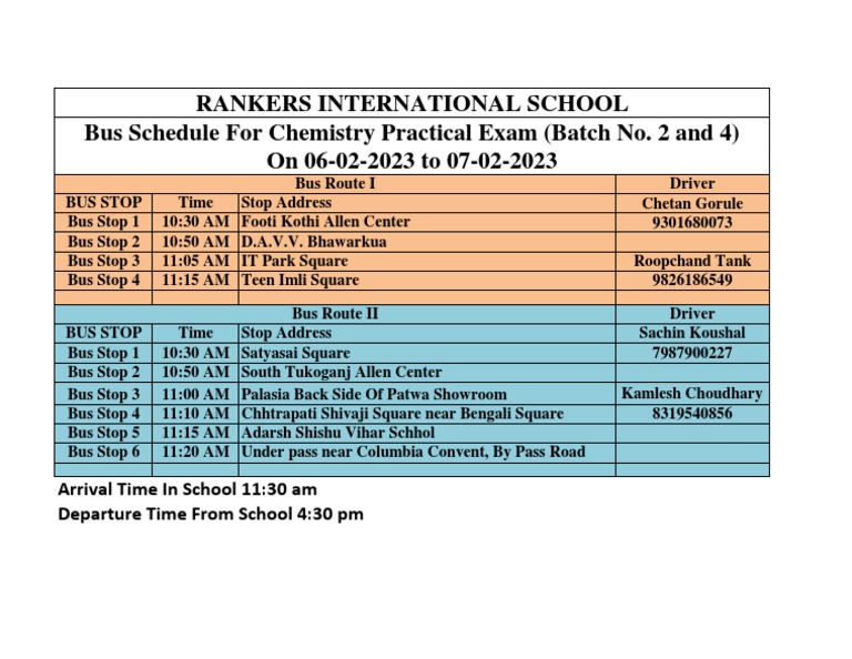Practical Exam Batch 2-4 Bus Route 2 PDF | PDF