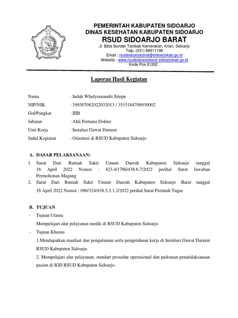 LAPORAN HASIL KEGIATAN Indah | PDF