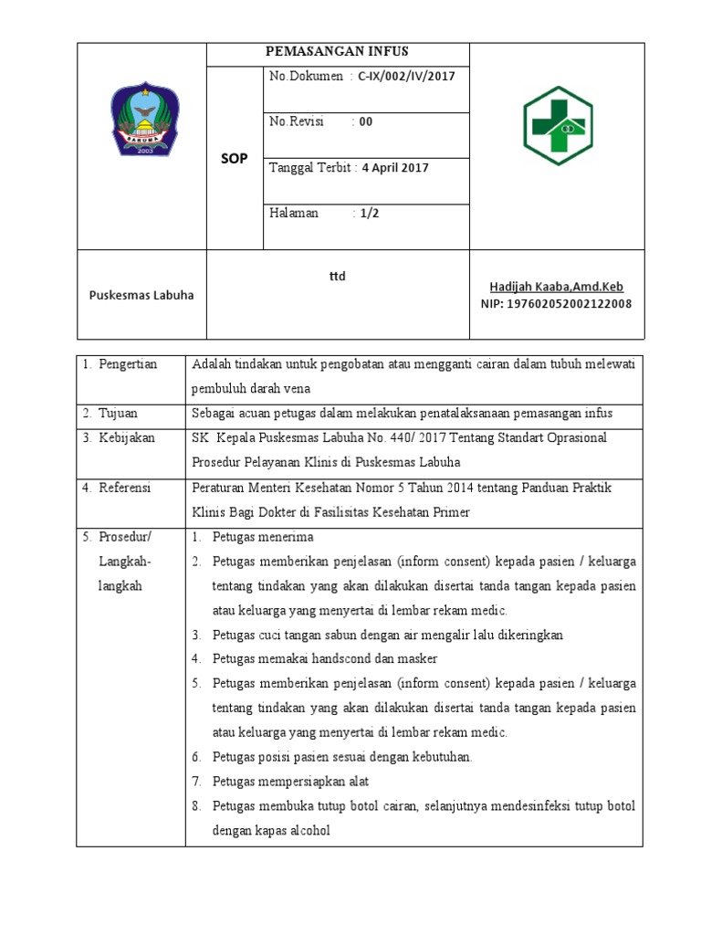 Pemasangan Infus | PDF