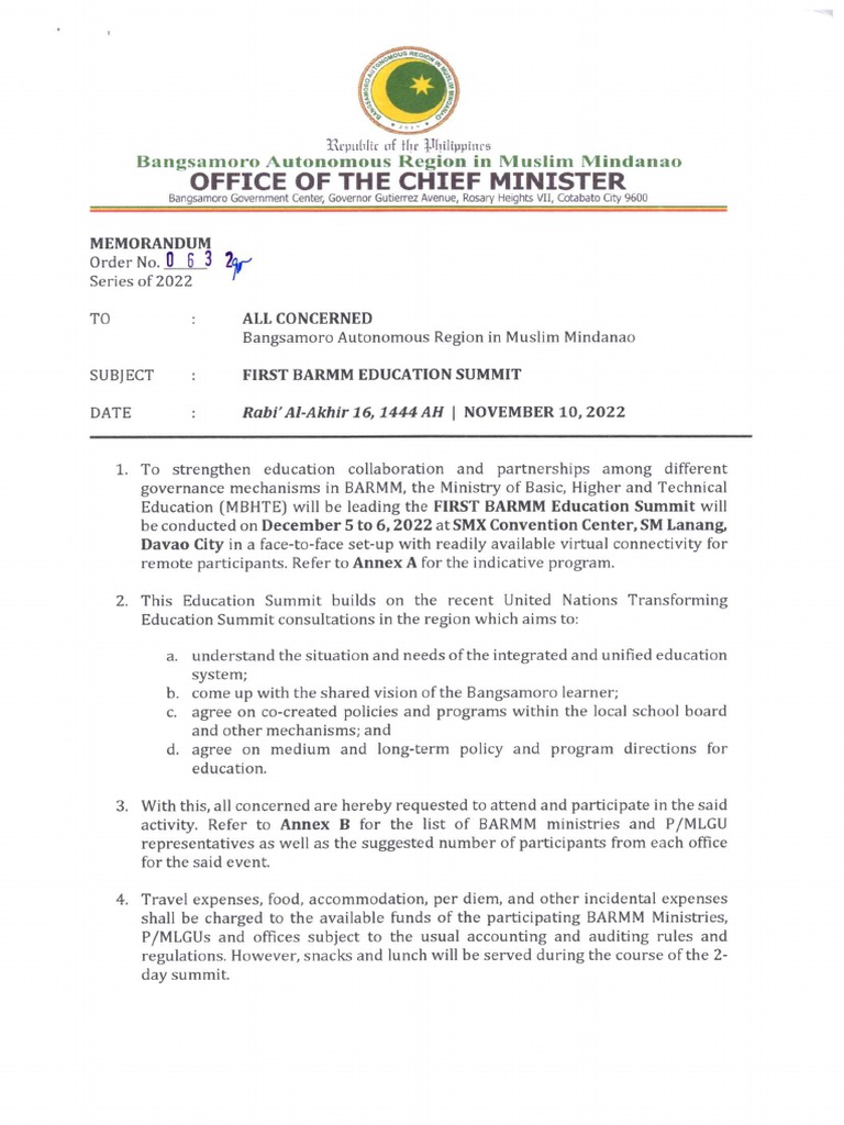 Memo Order No. 0632 S. 2022 | PDF