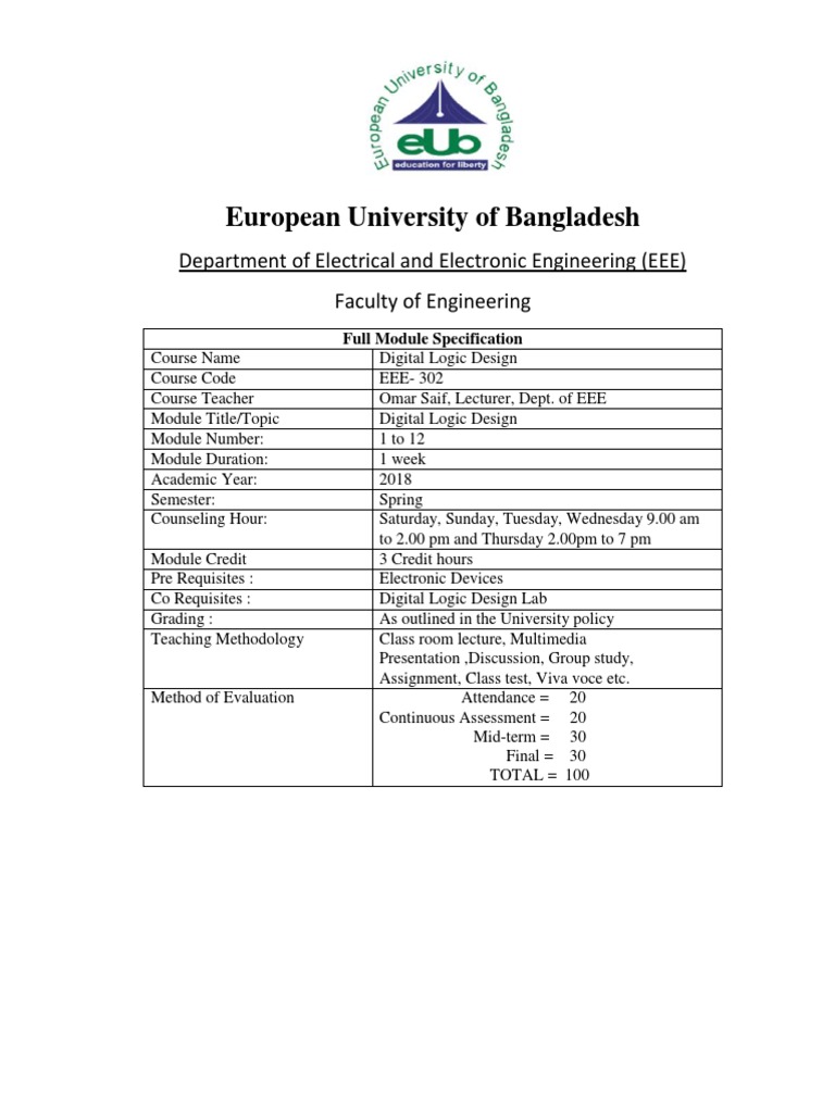Digital Logic Design Course Guide | PDF | Logic Gate | Digital Signal