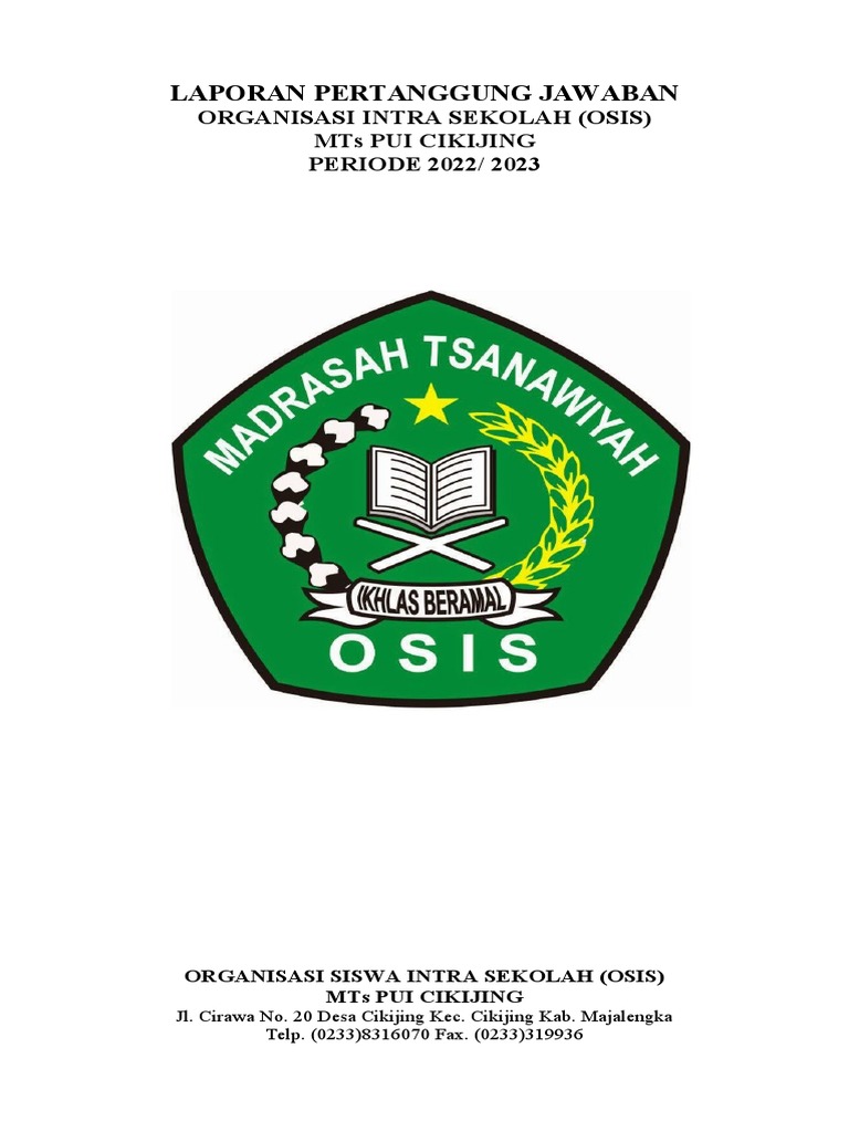 Laporan LPJ OSIS MTs PUI 2022/2023 | PDF | Karier & Perkembangan | Pengembangan Diri