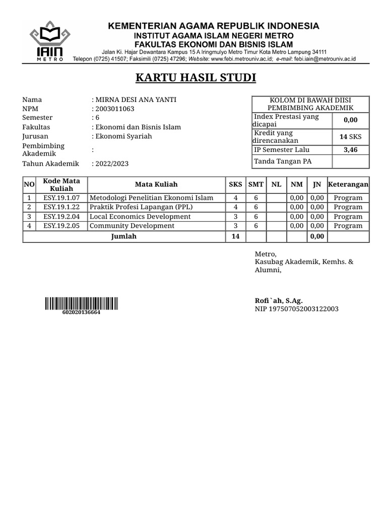 Cetak KHS 2 | PDF