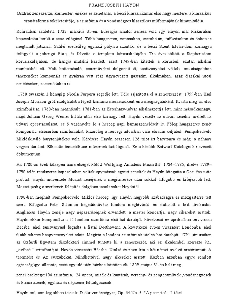 Franz Joseph Haydn | PDF