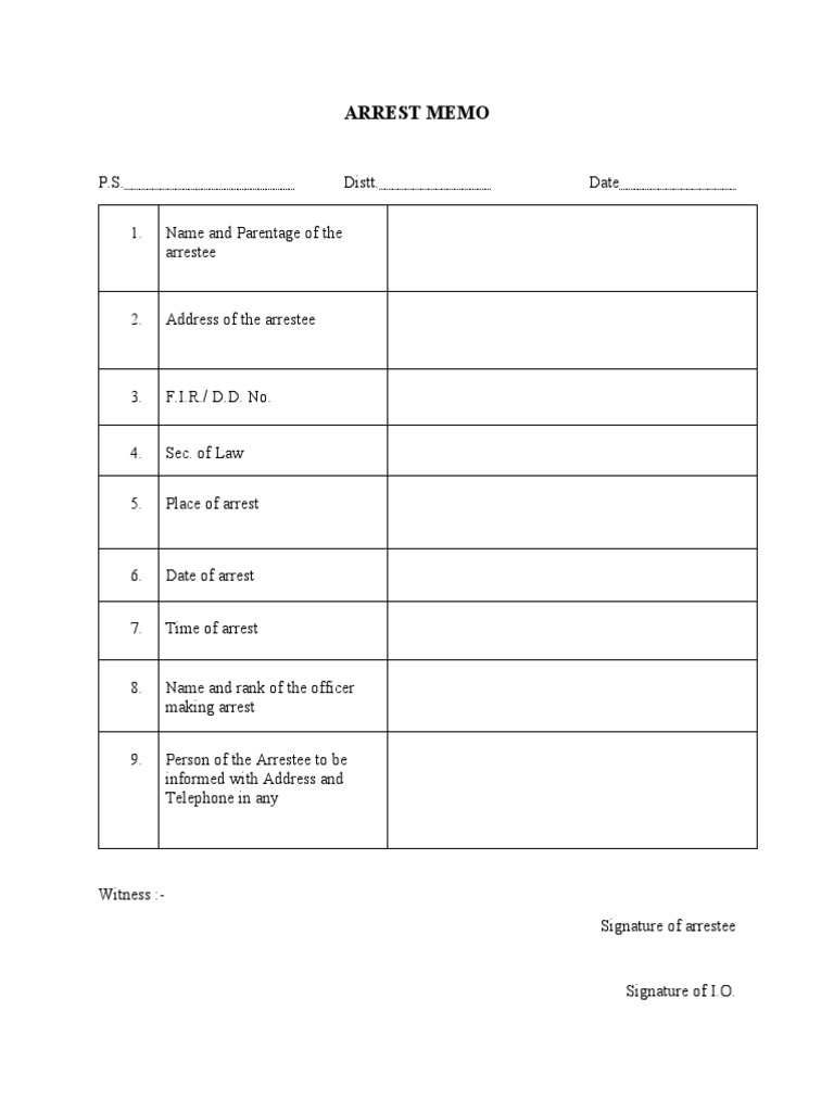 Arrest Memo | PDF