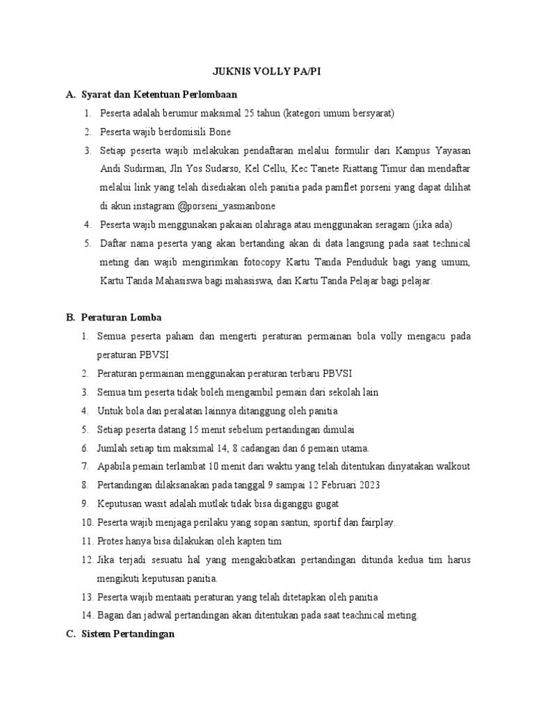 Juknis Volly | PDF