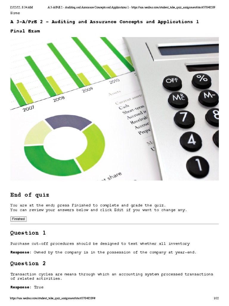 A 3 A Pre 2 Auditing And Assurance Concepts And Applications 1 Usa