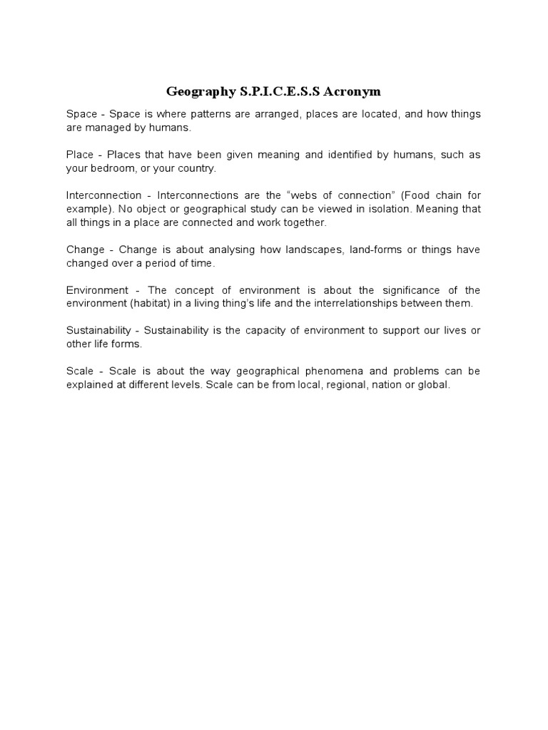 Geography SPICESS | PDF | Social Science | Science & Mathematics