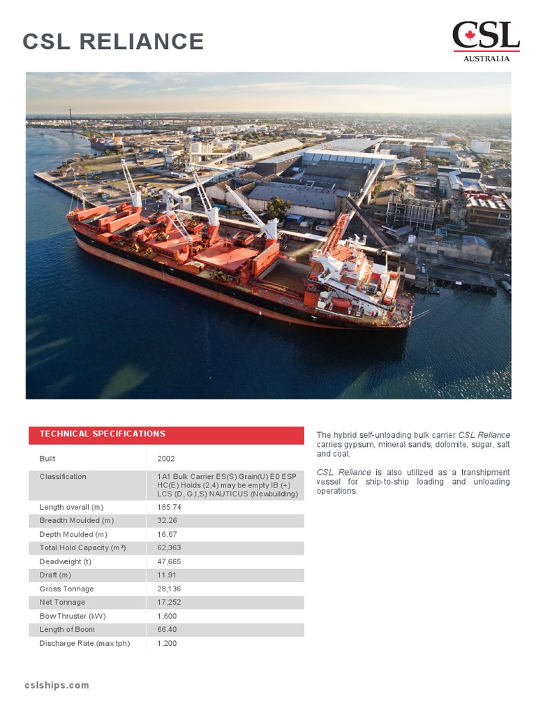 csl-reliance-spec-sheet-australia-2018-pdf-tonnage-shipping