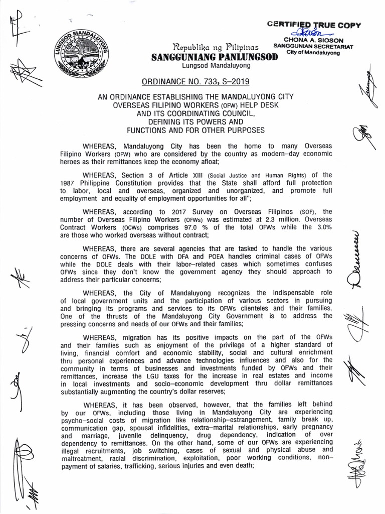 Ordinance-Ofw Help Desk | PDF | Migrant Worker | Labor