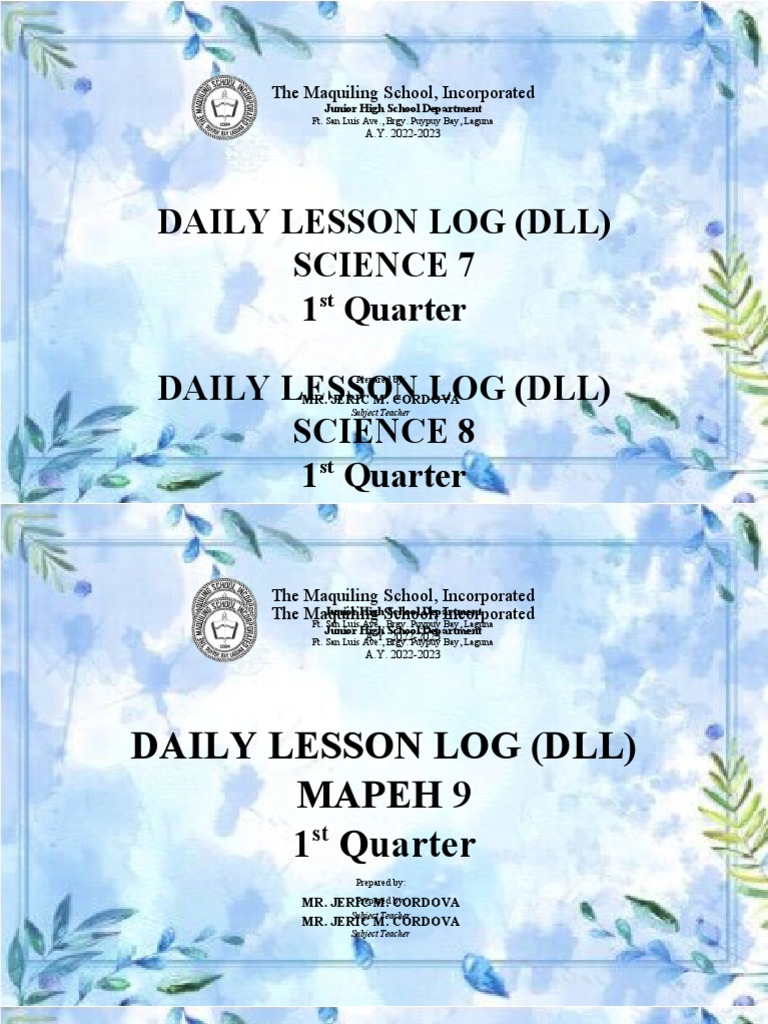 DLL Front Page | PDF | Science & Mathematics