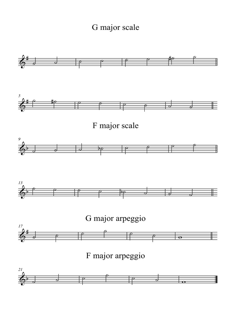 G + F Major Scale + Arpeggio | PDF