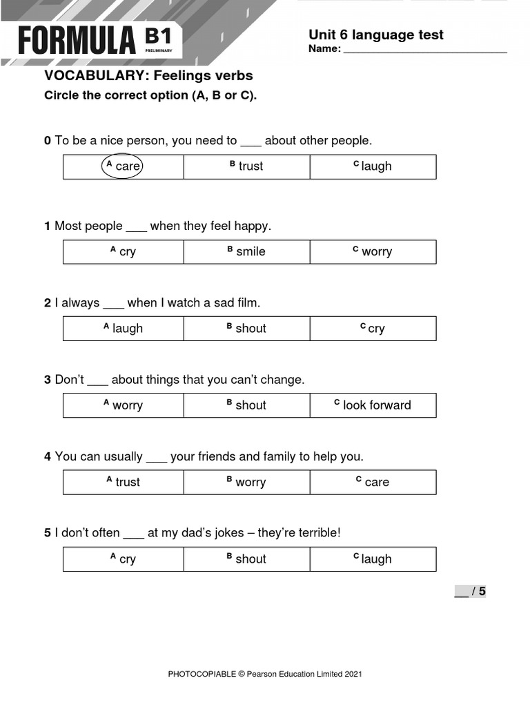Formula B1 Unit 6 Test DF | PDF