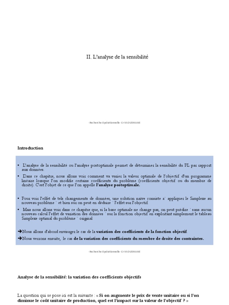Analyse Sensibilité | PDF | Optimisation mathématique | Algorithmes