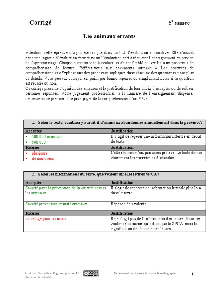 Corrigé sur les animaux errants | PDF | Chiens | Animal familier
