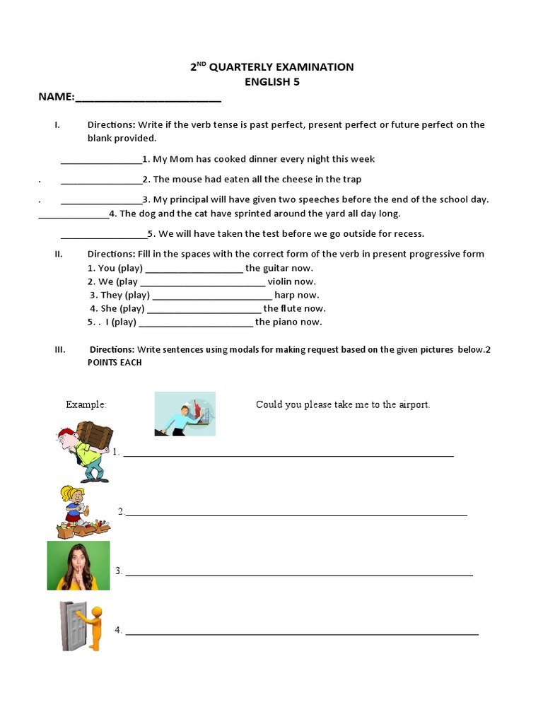 English 5 Second Quarter Exam | PDF | Contentment | Verb