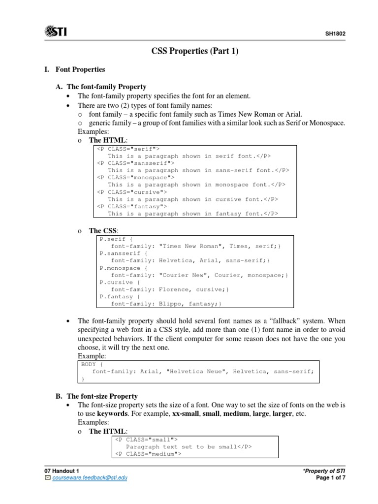 07 Handout 1 | PDF | Typefaces | Arial