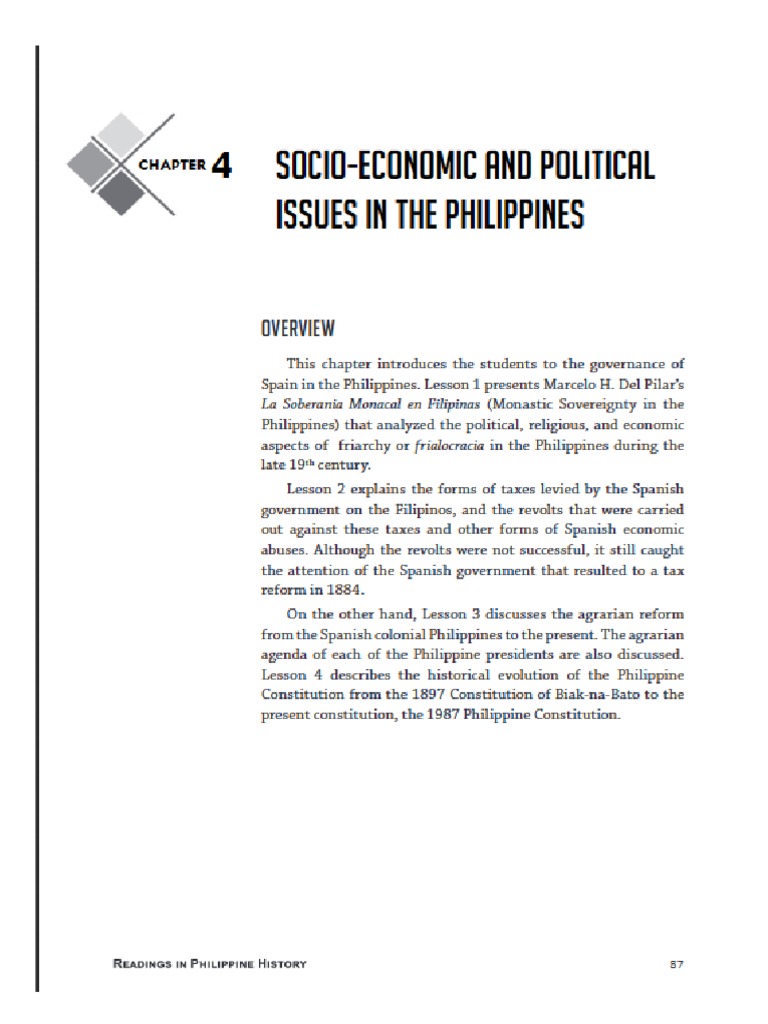 Chapter 4 The Socio Economic and Political Issues in The Philippines | PDF