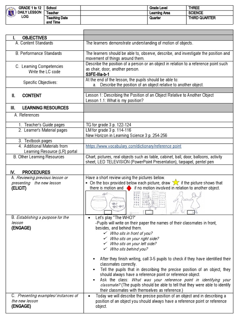DLP in Science 3 Lesson 1.1 Q3 LC1 | PDF | Learning | Cognition