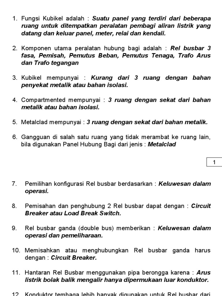 Komponen dan Fungsi Kubikel Listrik | PDF
