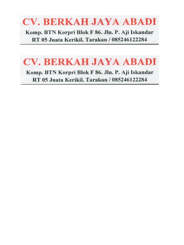 Kop Surat Cv. Berkah Jaya Abadi | PDF