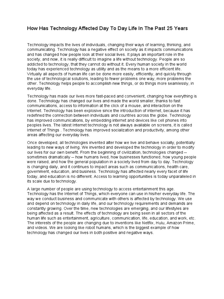 How - Has - Technology - Affected - Day - To - Day - Life - in - The ...