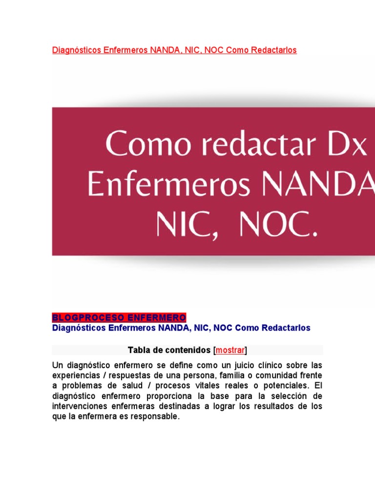 Diagnósticos Enfermeros NANDA | PDF | Enfermería | Diagnostico medico
