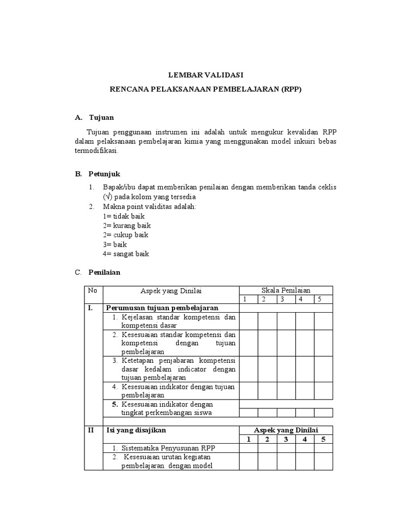 Lembar Validasi RPP | PDF
