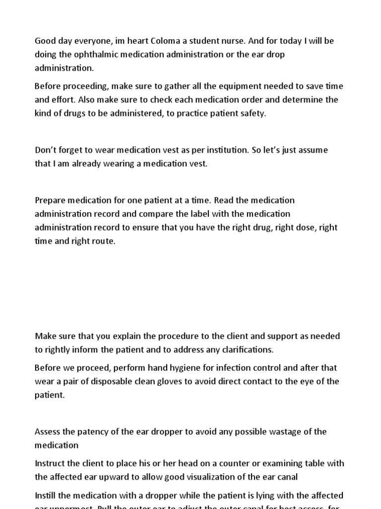 Otic Medication Administration | PDF | Wellness