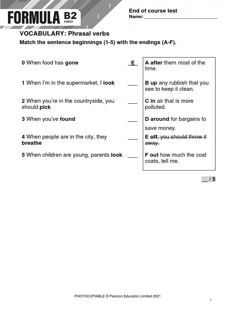 Formula B1 Unit 8 Test DF | PDF