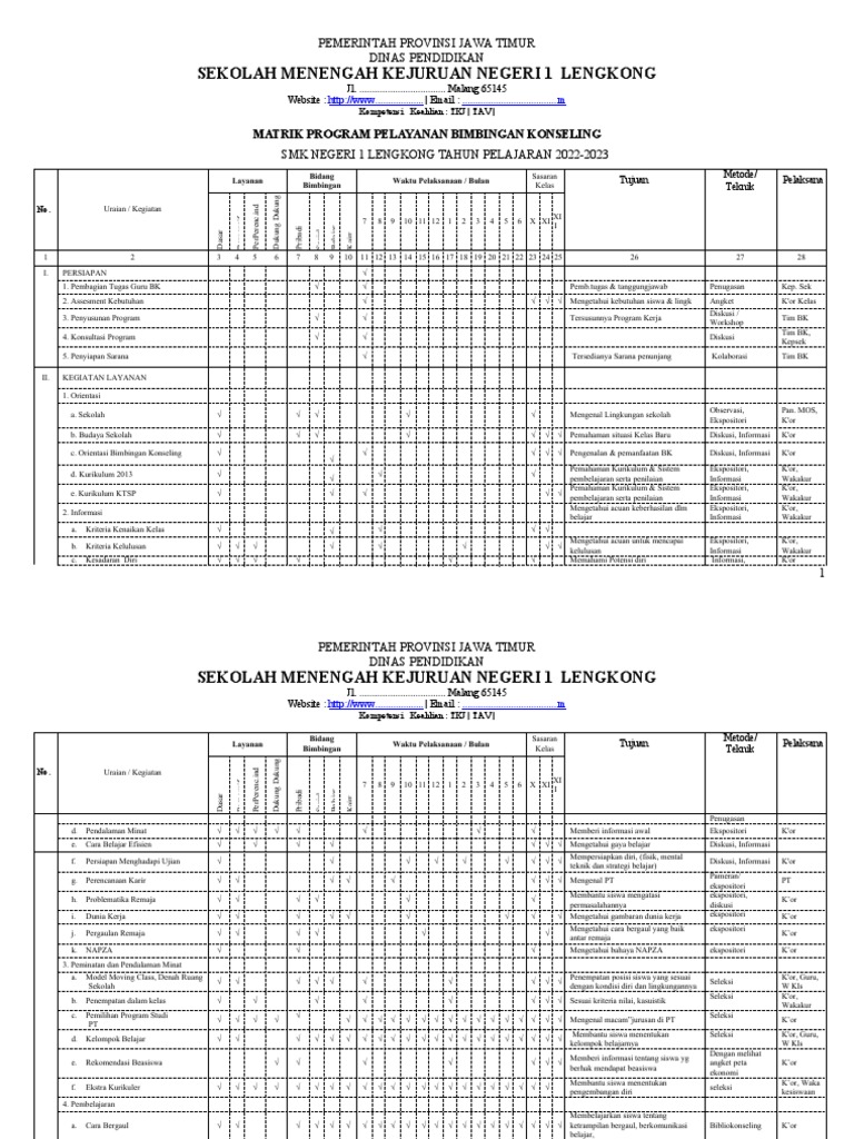 Matrik Program BK 2020-2021 | PDF