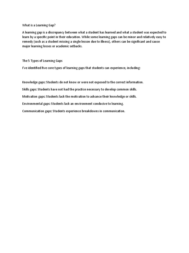What Is A Learning Gap | PDF