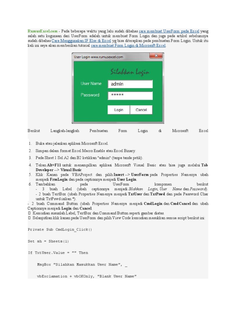 RumusExcel Login Lengkap | PDF