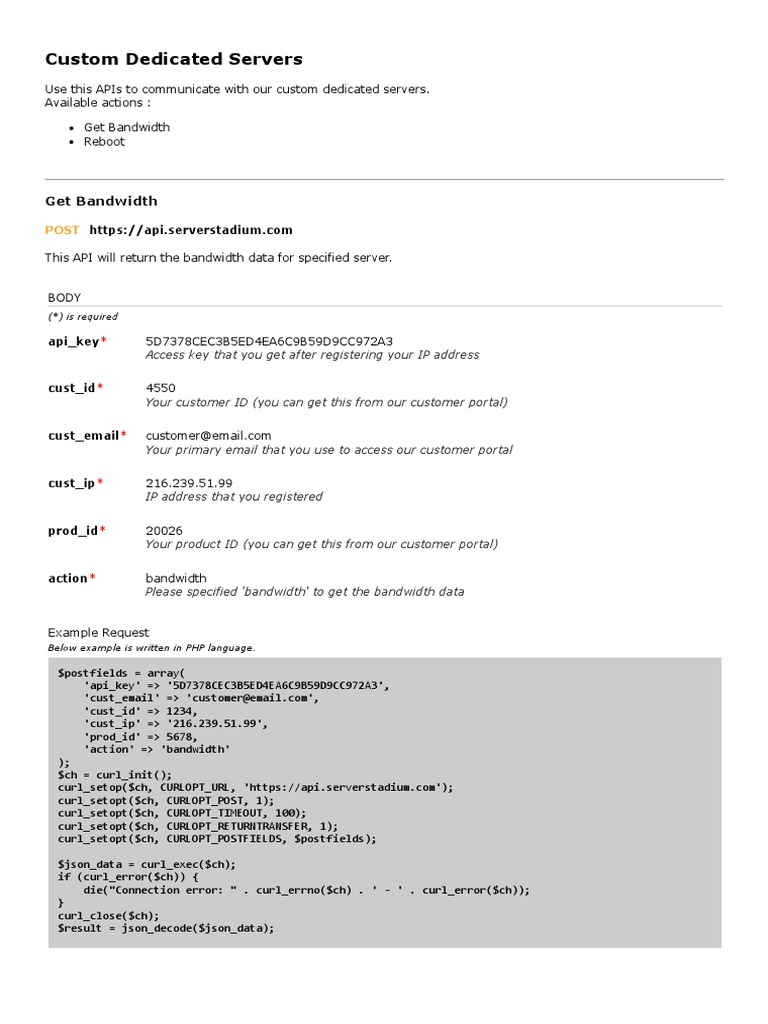 Serverstadium Customer Api | PDF | Php | Server (Computing)