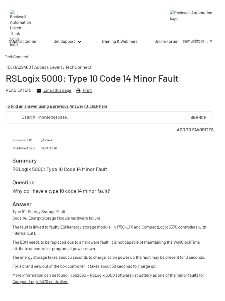 RSLogix 5000 - Type 10 Code 14 Minor Fault | PDF | Implied Warranty | Information