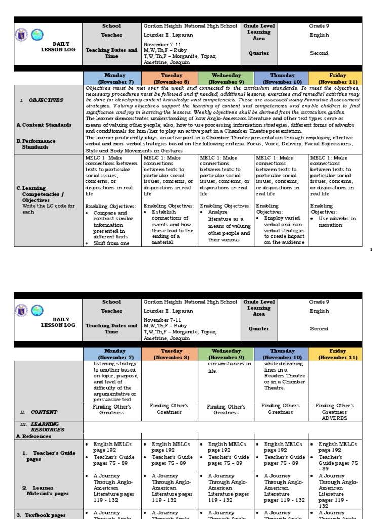 Analyzing Connections and Employing Strategies: A Weekly Lesson Log for ...