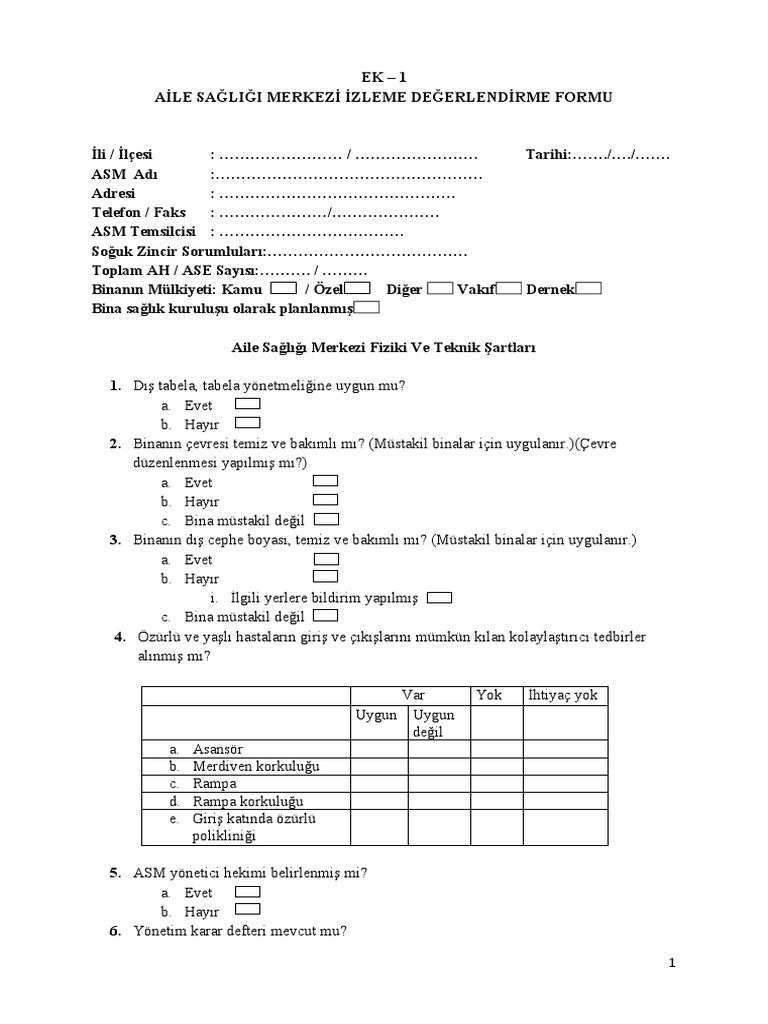Ek-1 Asm Formu | PDF