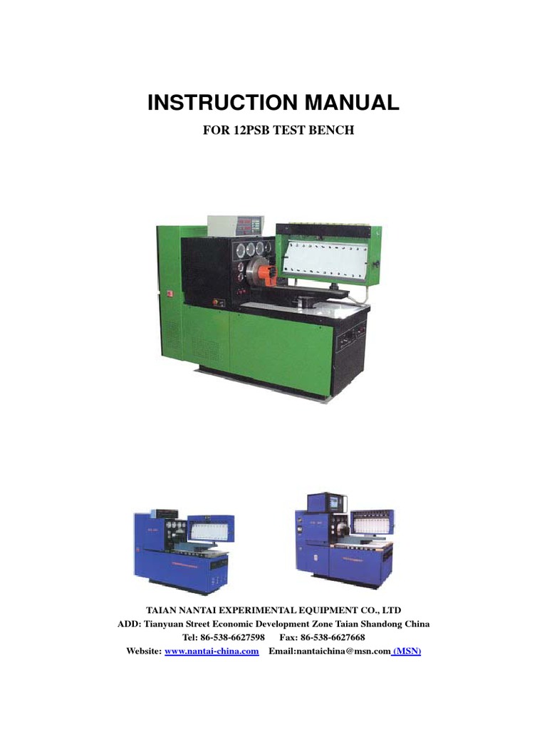 12PSB Diesel Test Bench Manual | PDF | Pump | Electric Motor