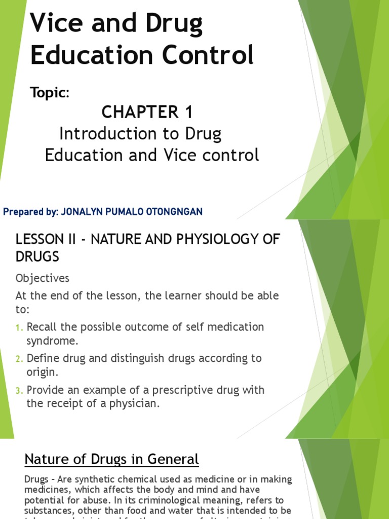 Drug Education and Vice Control Overview | PDF | Pharmacy | Drugs