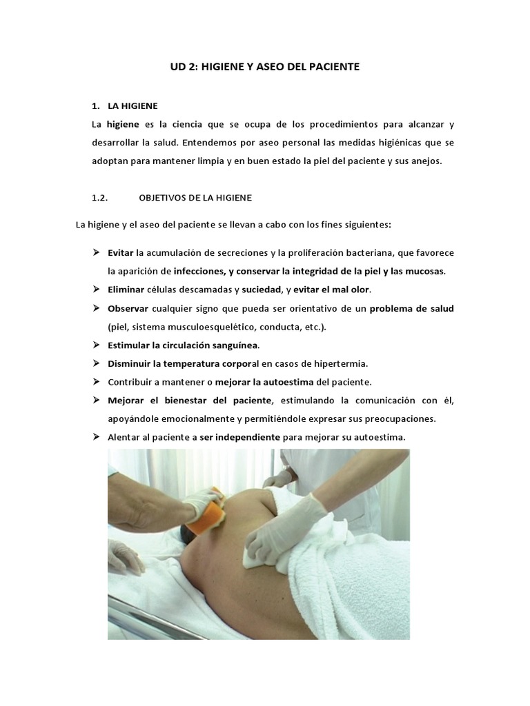 UD 2 Higiene y Aseo Del Paciente | PDF | Higiene | Lavado de manos