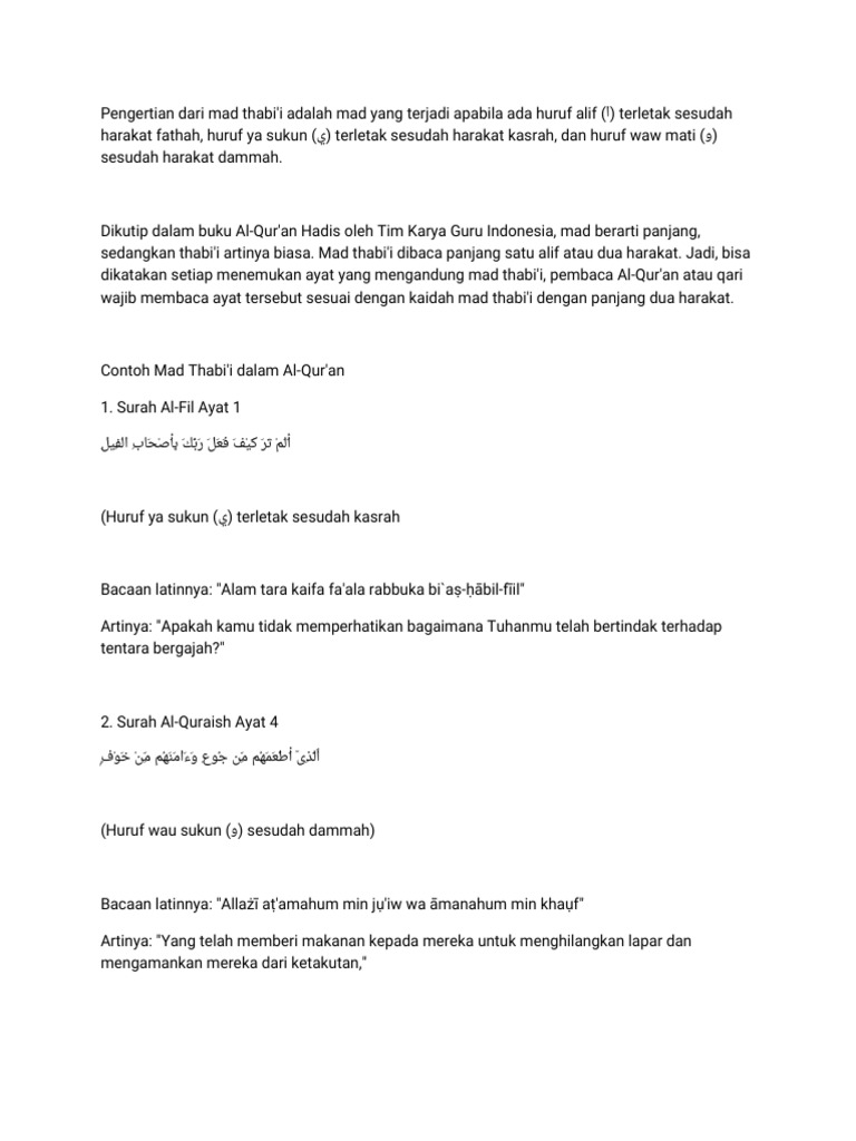 Pengertian dan Contoh Mad Thabi'i | PDF | Agama & Spiritualitas